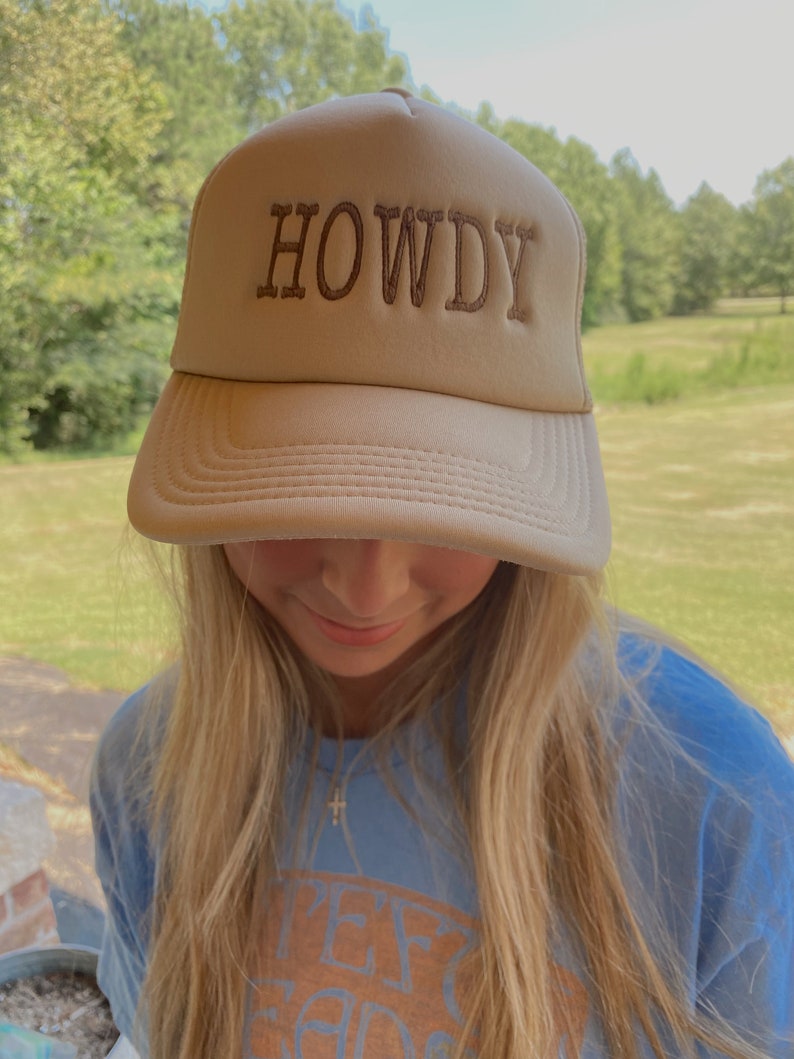 HOWDY Foam Hat | Embroidered Foam Cap | Beige Foam Cap - Etsy