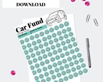 Printable Car Fund Savings Challenge Downloadable Worksheet, Savings ...