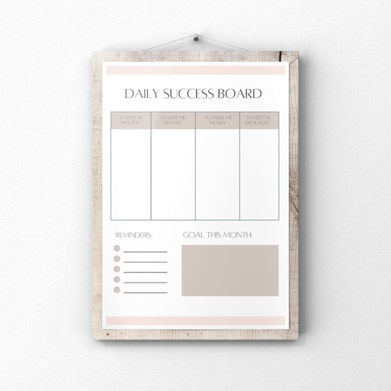 Printable Daily Success Board - Etsy