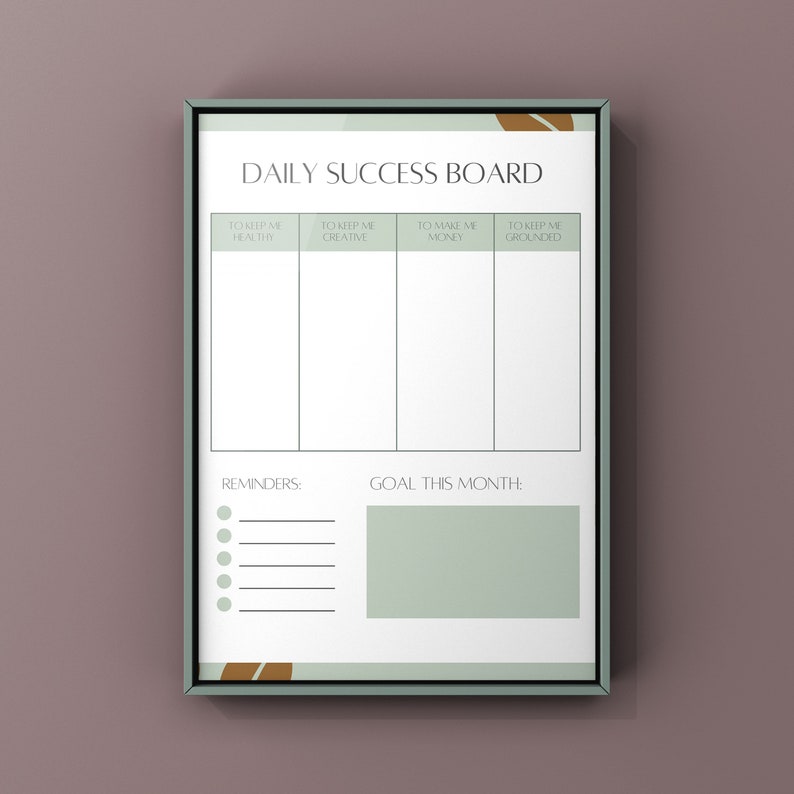 Printable Daily Success Board - Etsy