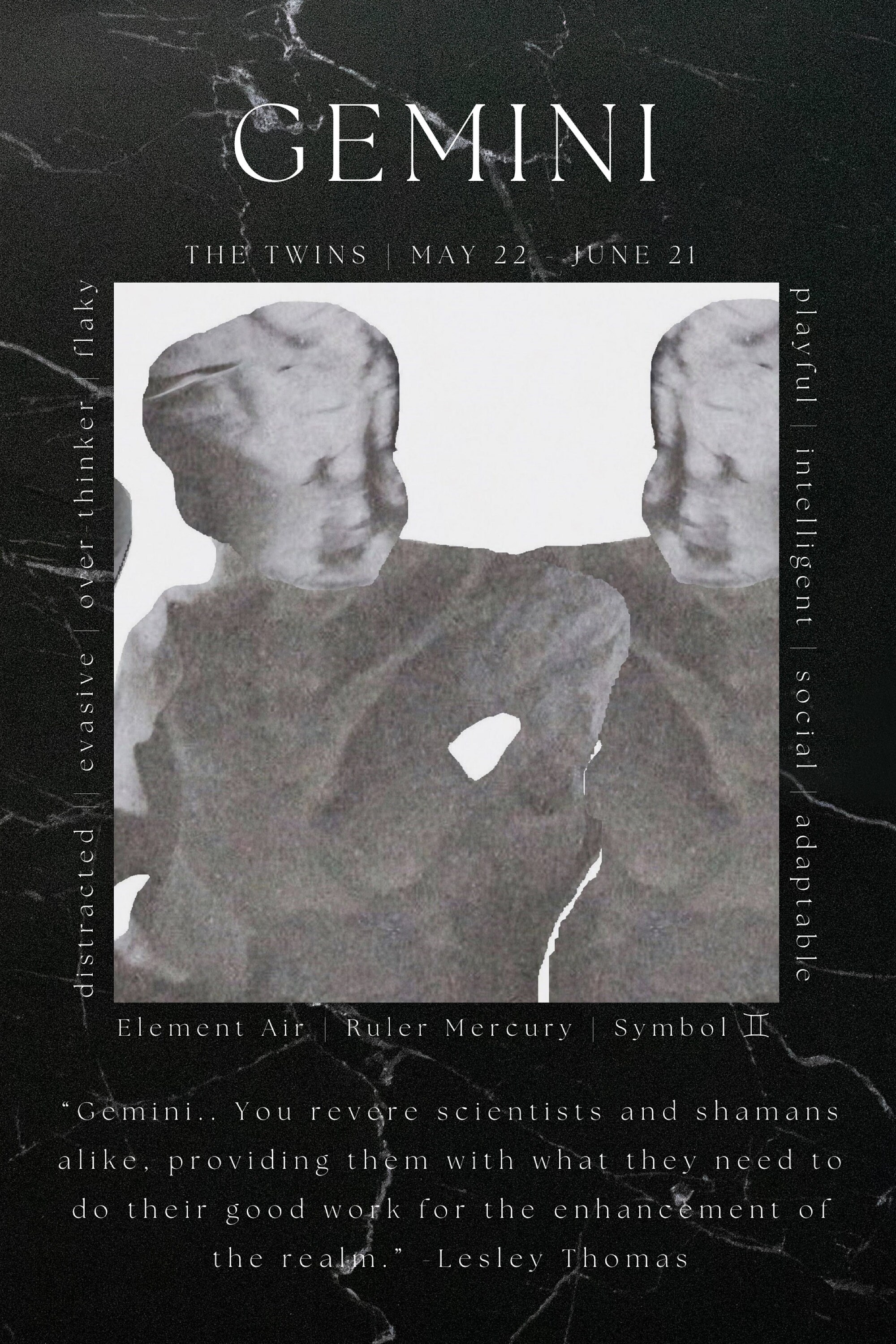 Printable Gemini Zodiac Sign Poster marble Collection in 8x10, 11x14 ...