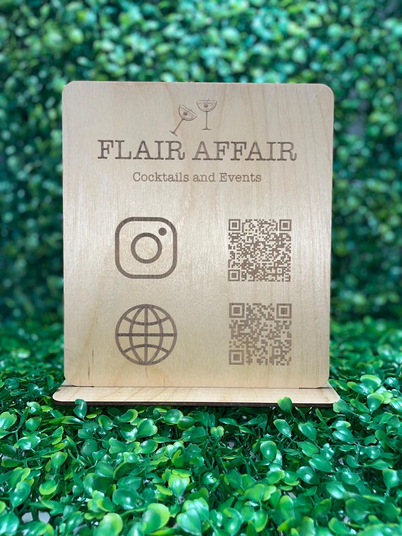 Wooden Social Media Sign QR Code Sign Business Sign - Etsy