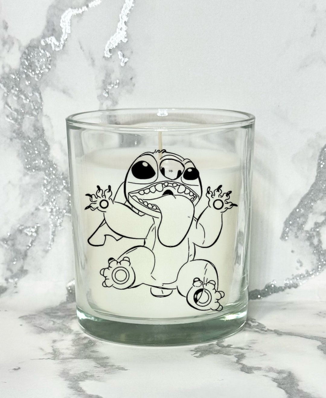 Stitch Glass Candle, Lilo & Stitch Decor, Adorable Gift, Handmade ...