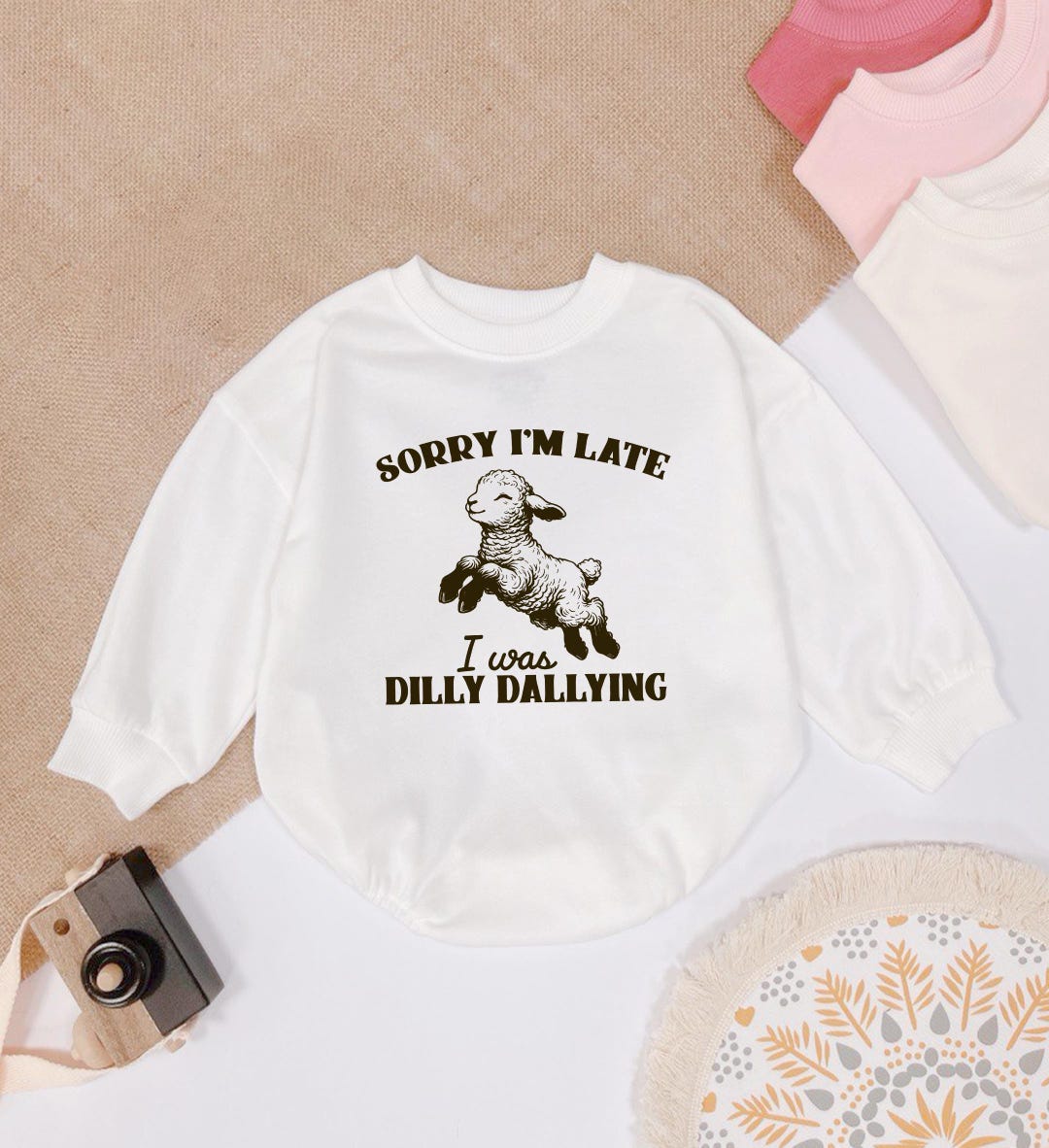 Sorry I'm Late I Was Dilly Dallying Baby Romper, Vintage Animal Sayings ...