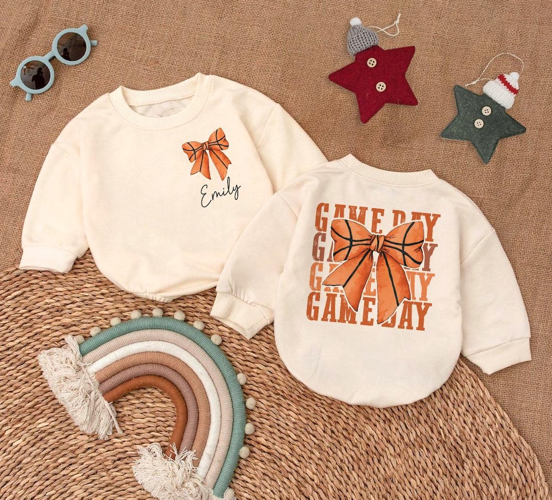 Personalised Basketball Baby Outfit, Coquette Game Day Baby Romper ...