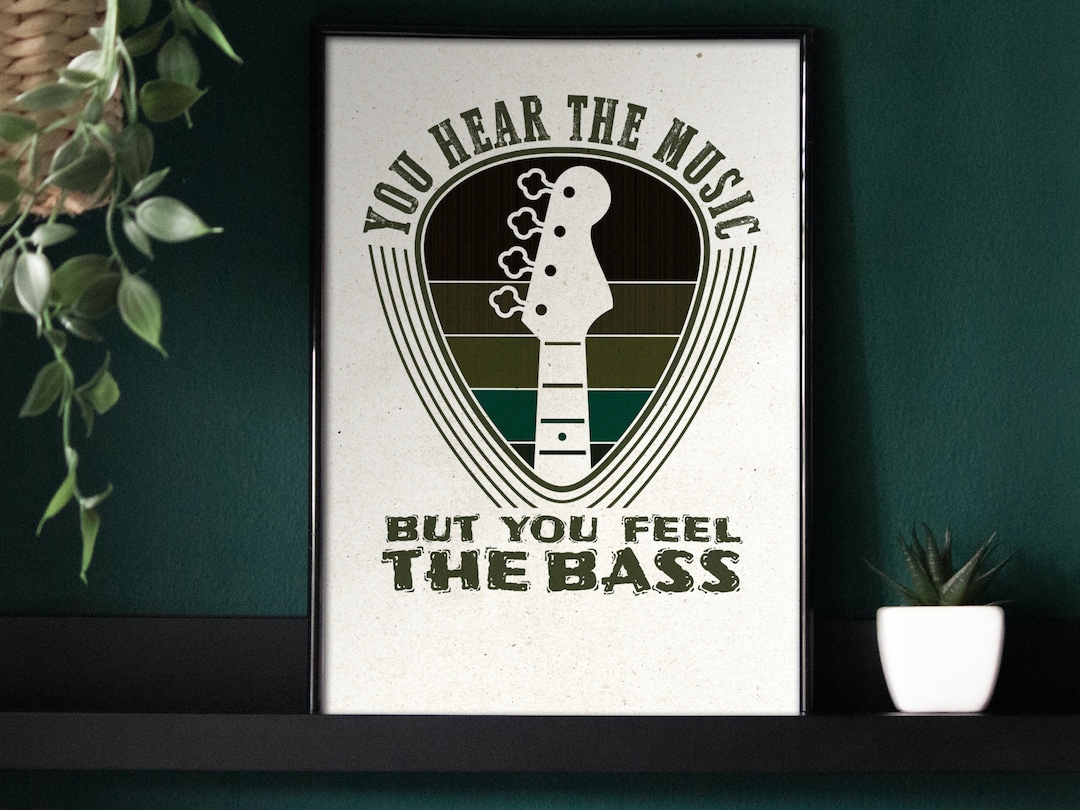 Bass Guitar Graphic Poster for Musician Hand Drawn Bass Player Print ...