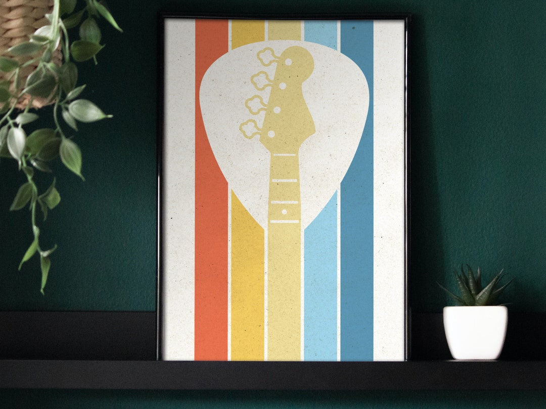 Bass Guitar Graphic Poster for Musician Hand Drawn Bass Player Print ...