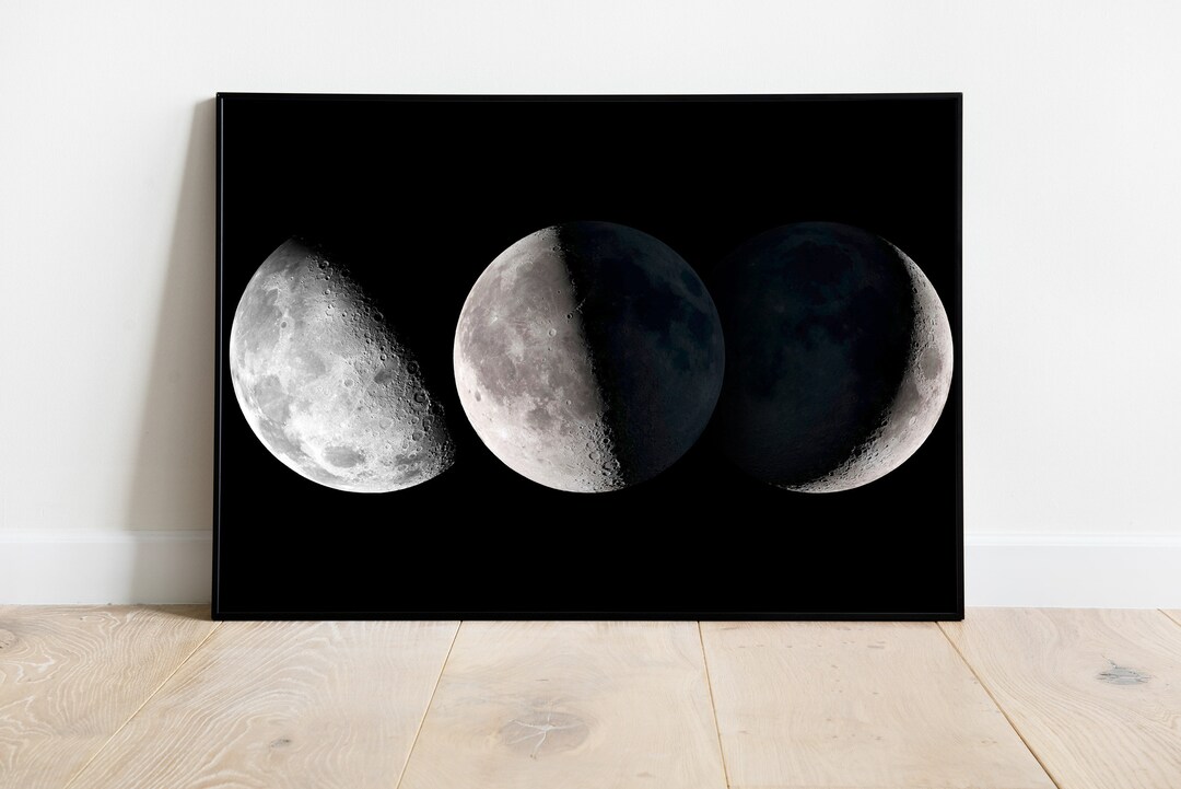 Nasa Poster of the Moon Phases to Download for Space Age Decor, Black ...