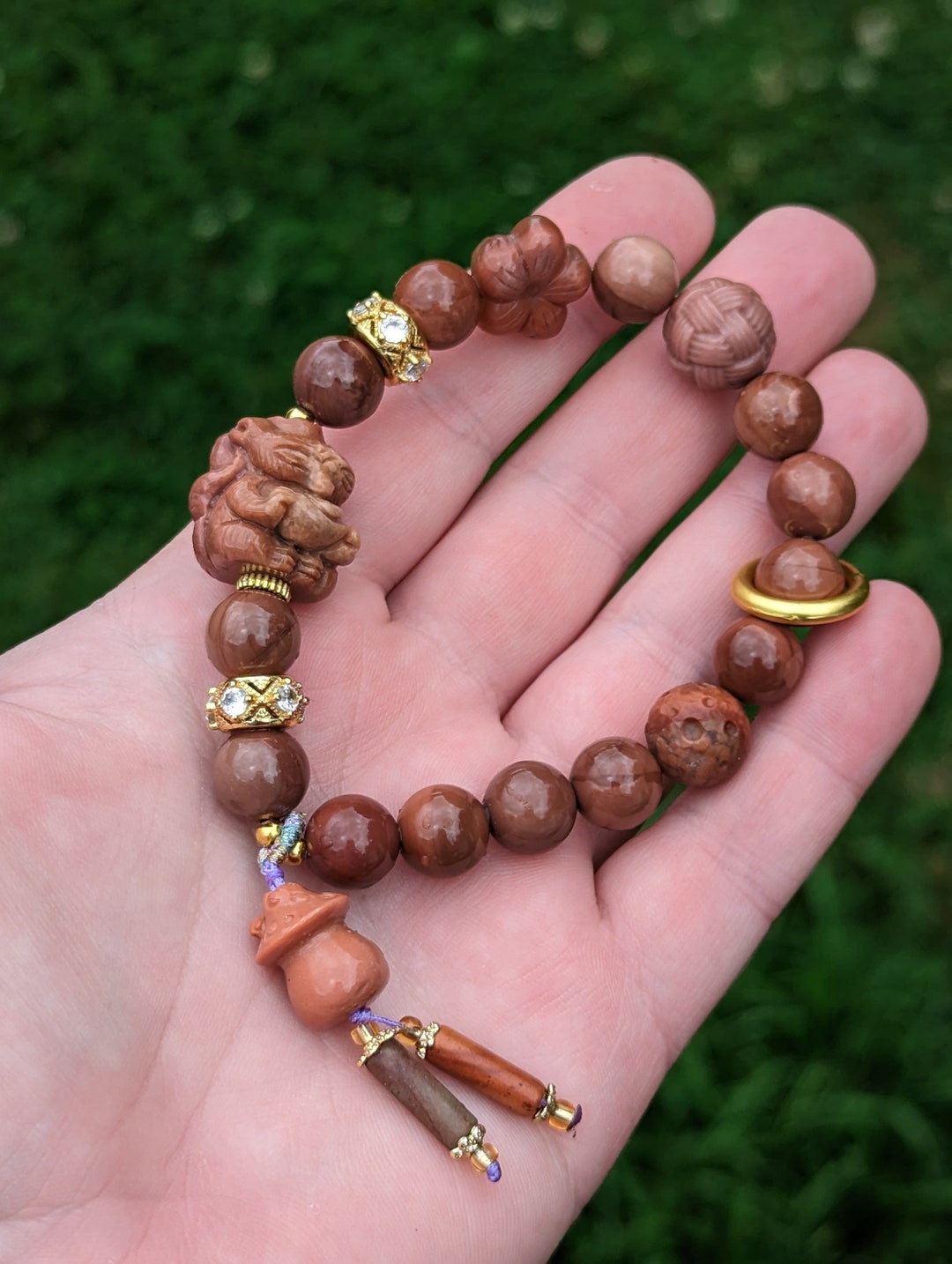 Fox Faerie Holding an Ingot- High Quality AAA Alashan Agate Beads ...