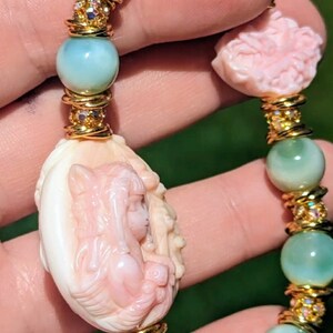 Fox Fairy With Fan- Queen Shell and Chinese Larimar - Gold- Handmade ...