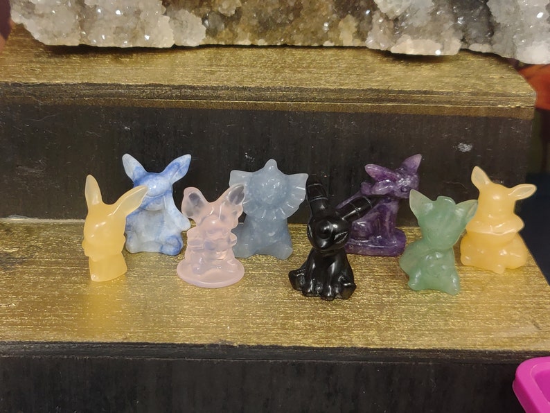 Mini Jolteon Carving- Eeveelutions - Yellow Calcite - Chakras- Magical ...