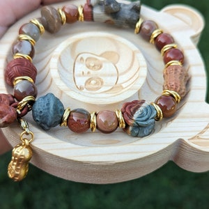Rainbow Alashan Agate Crystal Bracelet- Mushroom- Peanut- Bows- Moon ...
