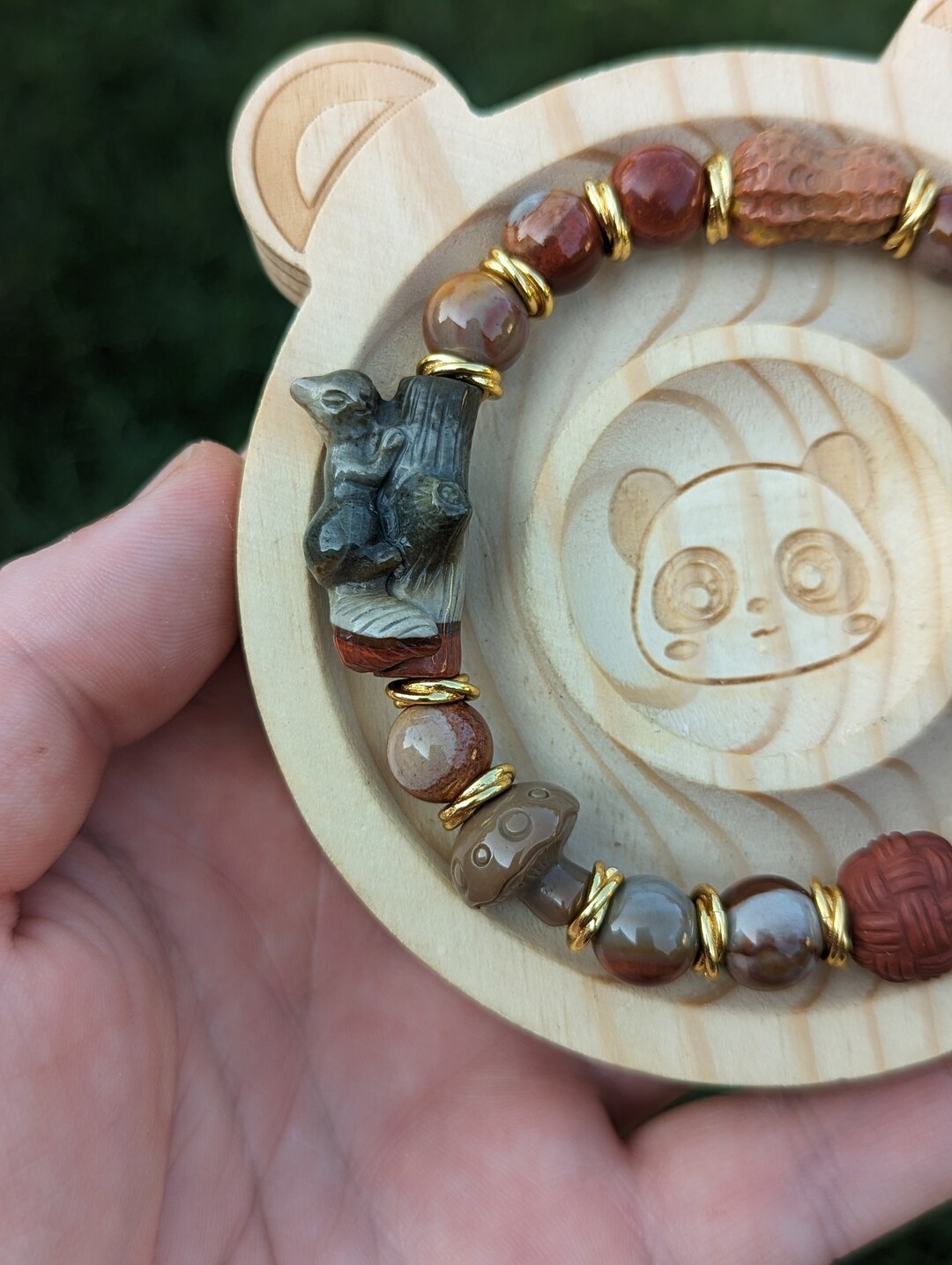 Rainbow Alashan Agate Crystal Bracelet- Mushroom- Peanut- Bows- Moon ...