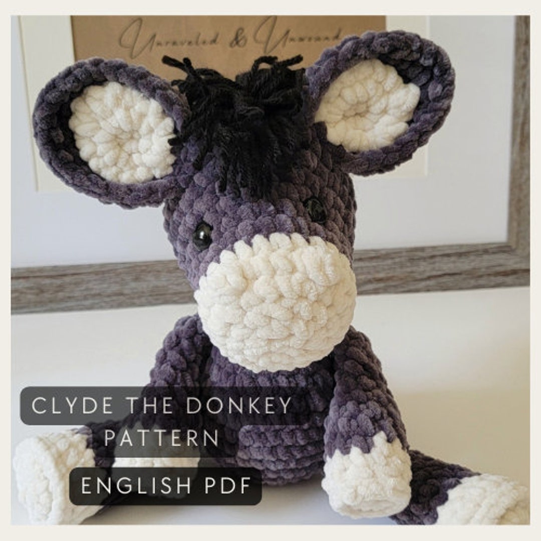 Low Sew - Clyde the Donkey Crochet Pattern, Donkey Crochet, Cute Donkey ...