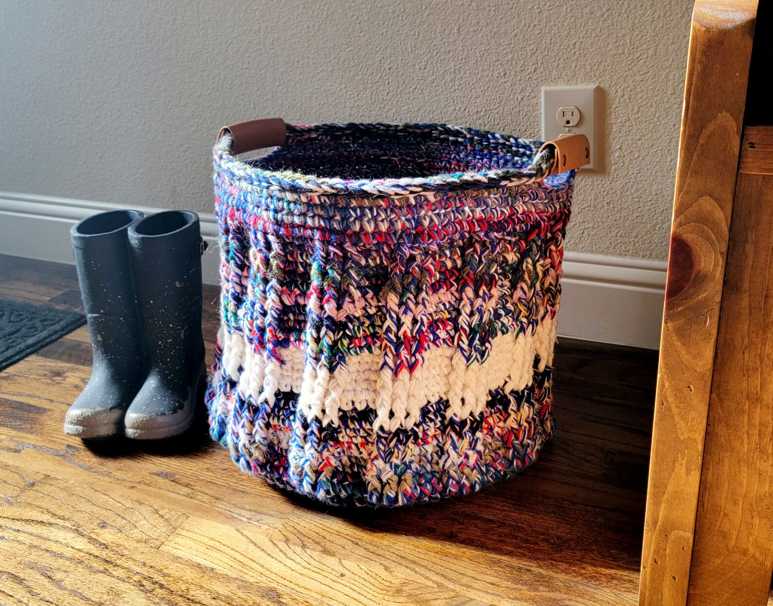 Chunky Crochet Basket Pattern: Farmhouse Style, Scrap Yarn (PDF Pattern ...