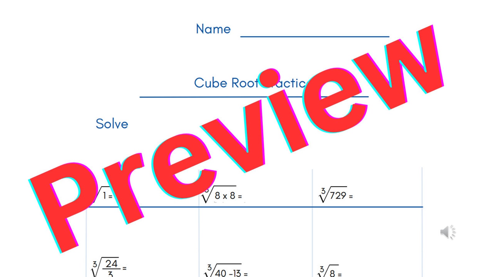 Square and Cube Root Practice | Worksheets | 60 Question Powerpoint - Etsy