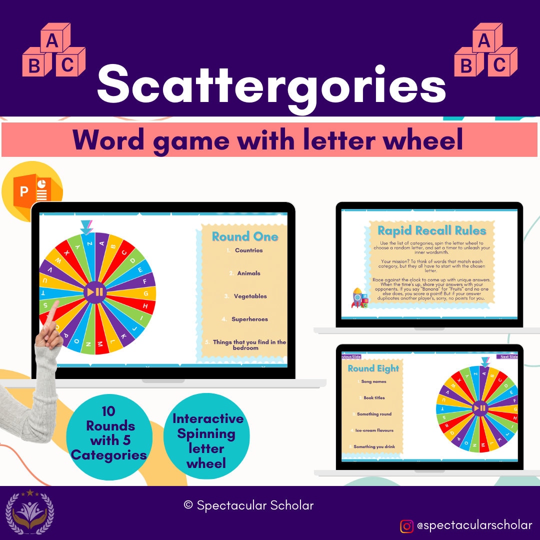 Scattergories | Powerpoint | Rapid Recall | Word Game | 10 Rounds ...
