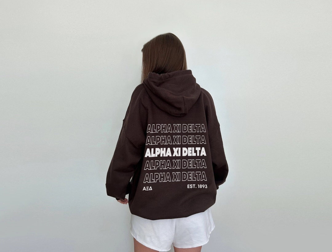 Alpha Xi Delta Brown Sorority Sweatshirt Alpha Xi Hoodie Sorority Apparel - Etsy