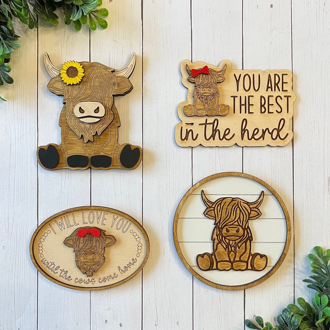 Highland Cow Mini Sign, Tiered Tray Decor, Farmhouse, Mini Signs ...