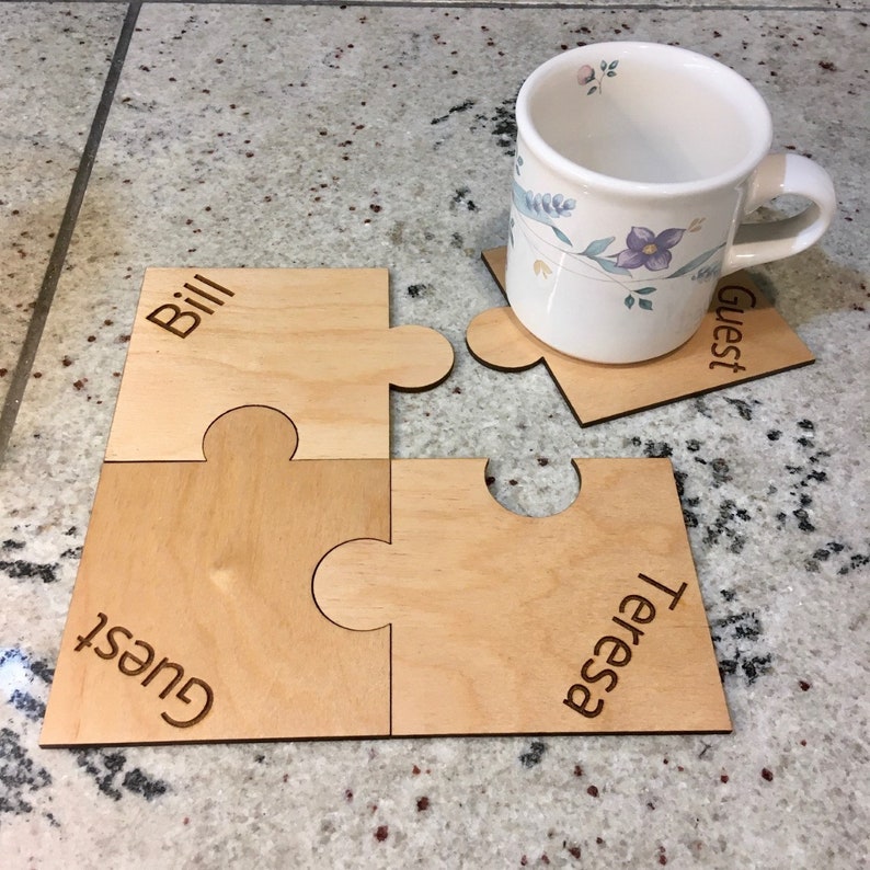 Set of 4 Puzzle Coasters Personalized Coaster Puzzle - Etsy