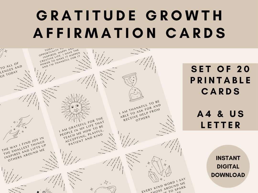 Gratitude Affirmation Cards for Self Care Digital Affirmation Card ...