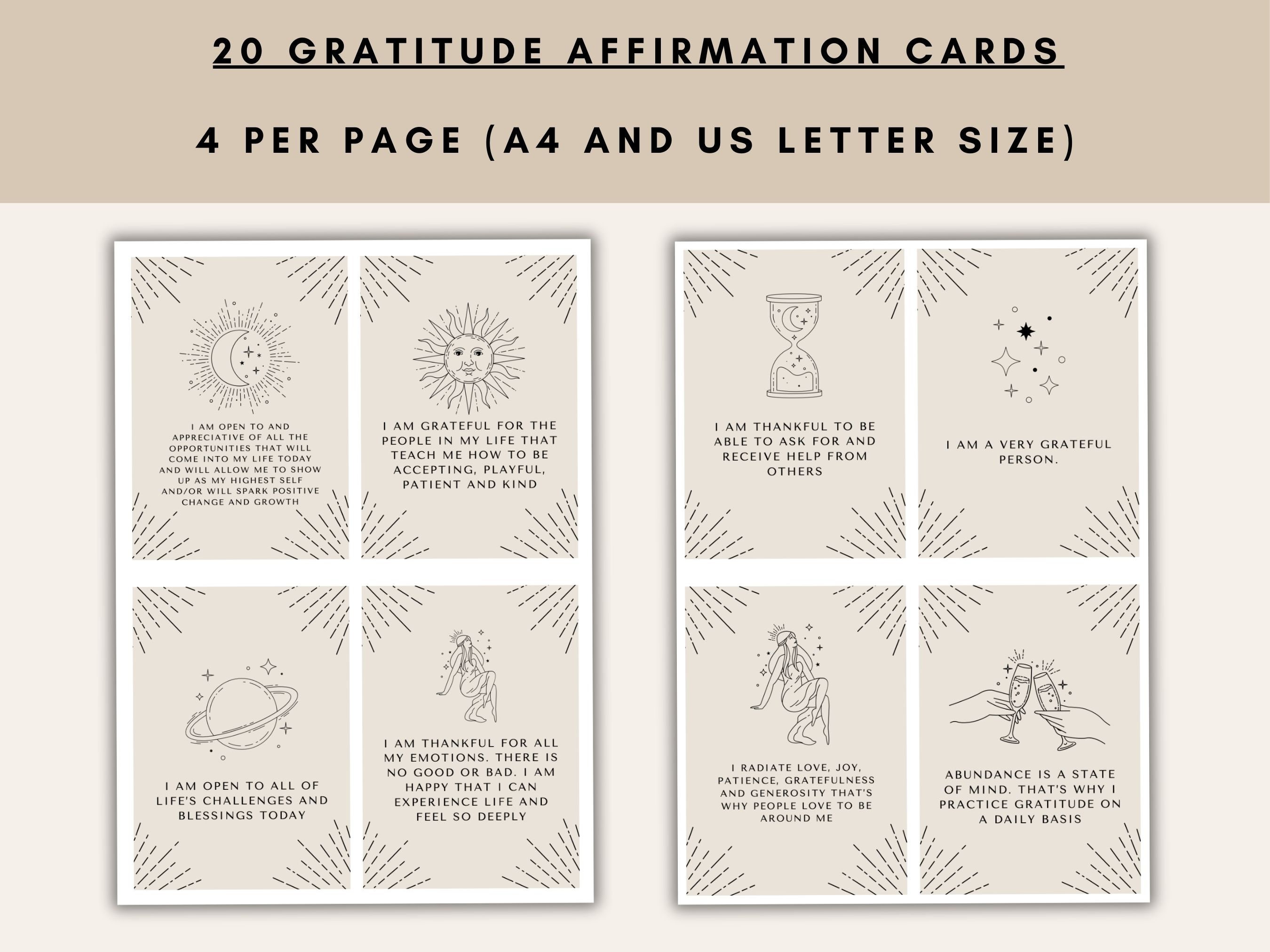 Gratitude Affirmation Cards for Self Care Digital Affirmation Card ...