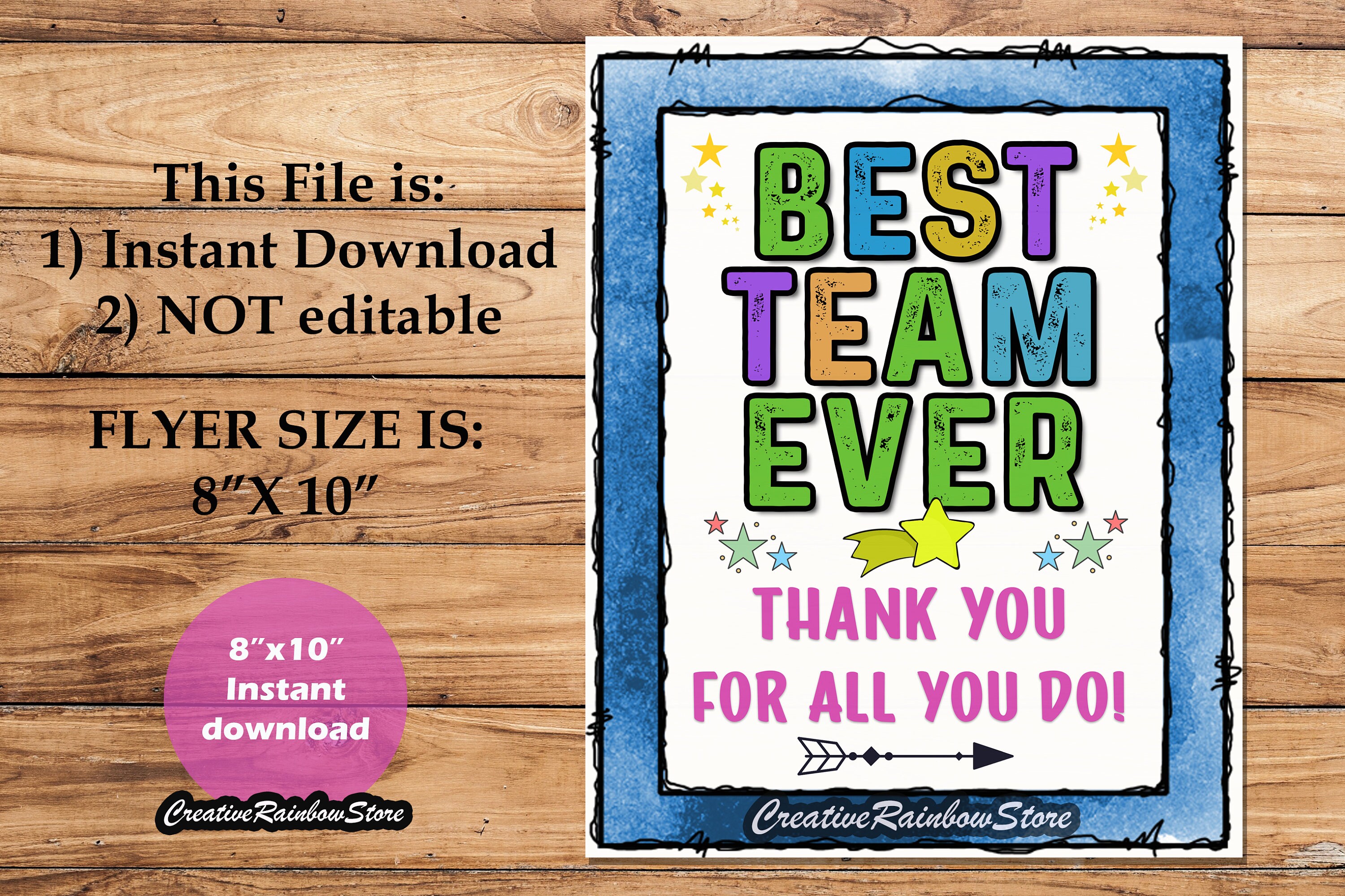 Printable Best Team Ever Sign Thank You for All You Do Holiday Sign for ...