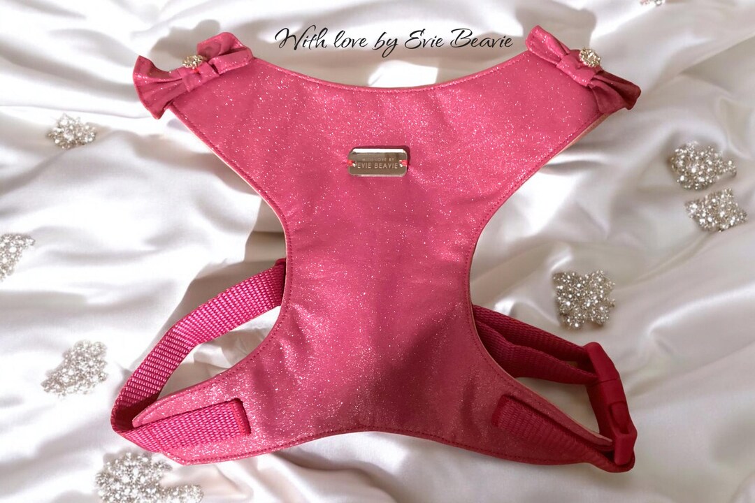 PRETTY DOG HARNESS Sparkly Glitter Pink Gorgeous Handmade Unique Padded ...