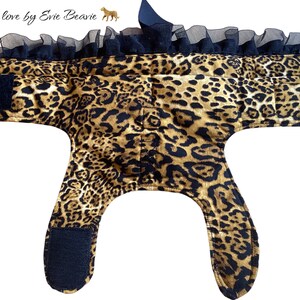 SMALL DOG HARNESS Cat Puppy Leopard Print Black Velvet Bow Pretty Black ...
