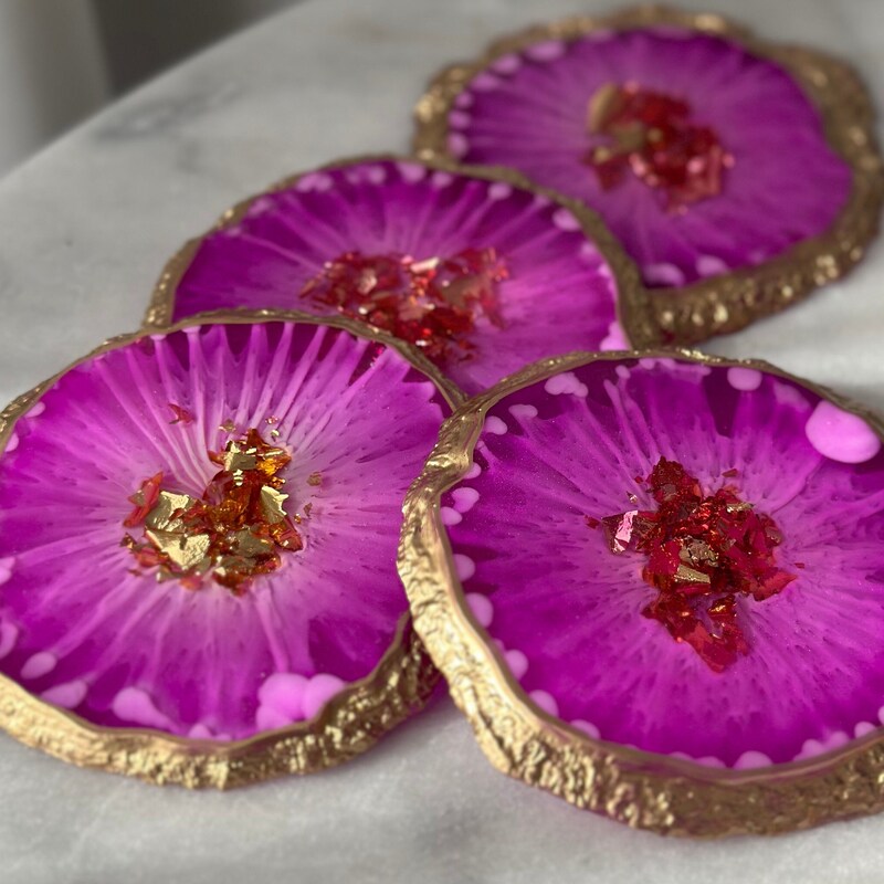 Hot Pink Coasters - Etsy