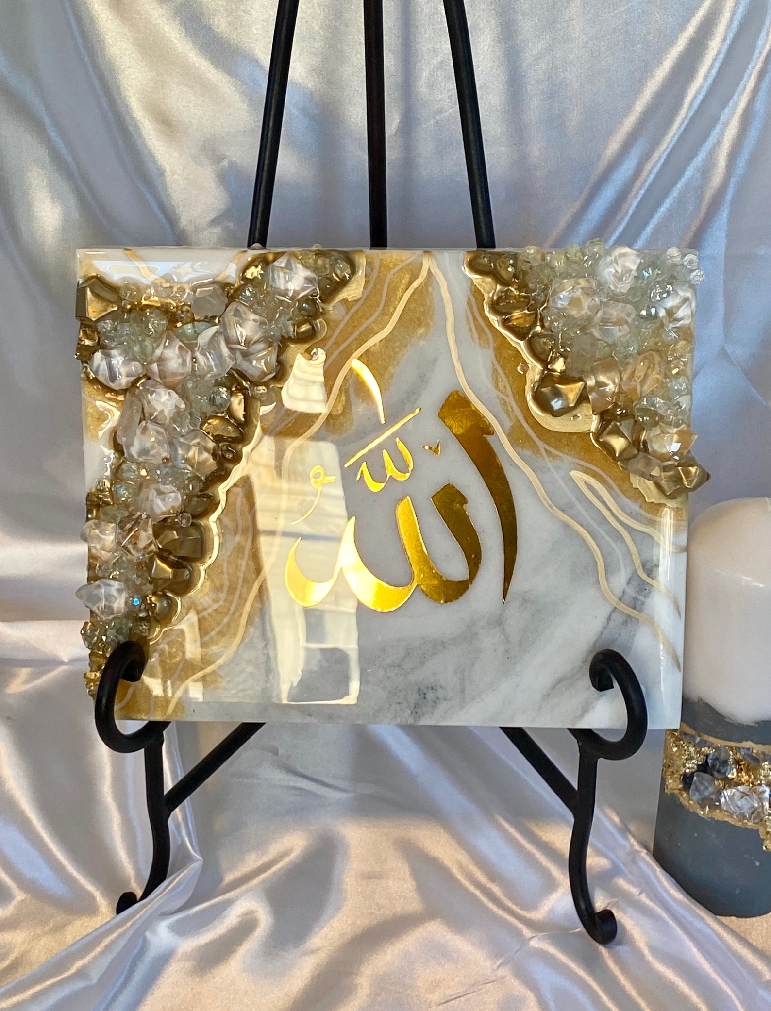 Gold Resin Arabic Art for Islamic Home Decor. Resin Allah Wall - Etsy