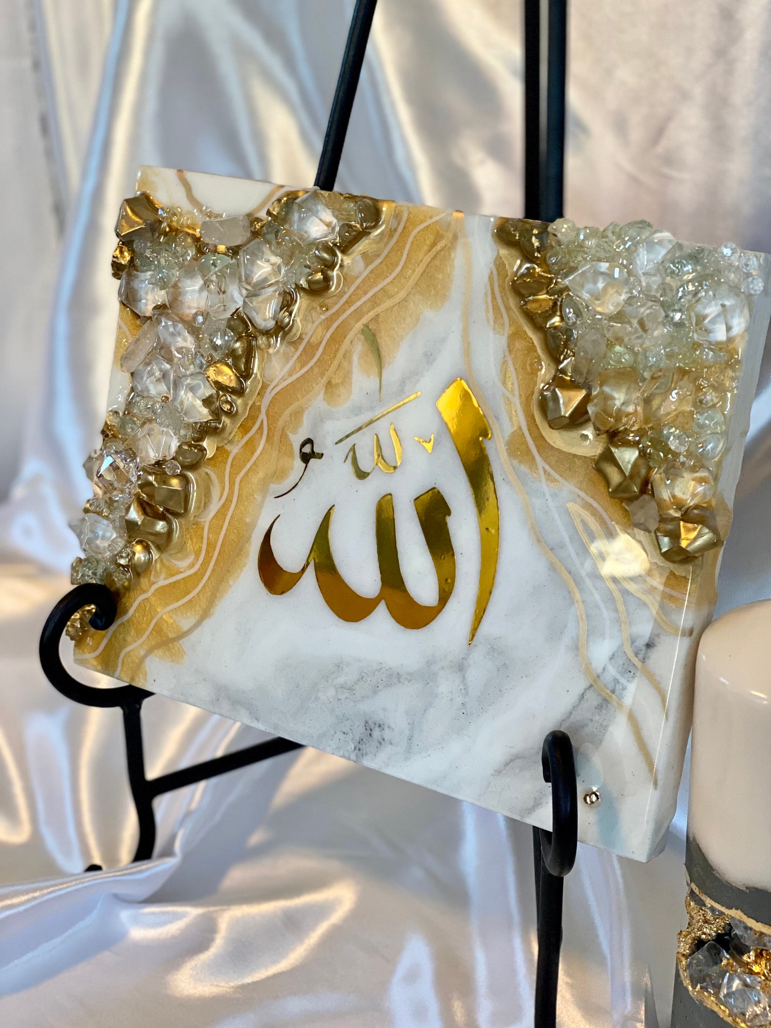 Gold Resin Arabic Art for Islamic Home Decor. Resin Allah Wall - Etsy