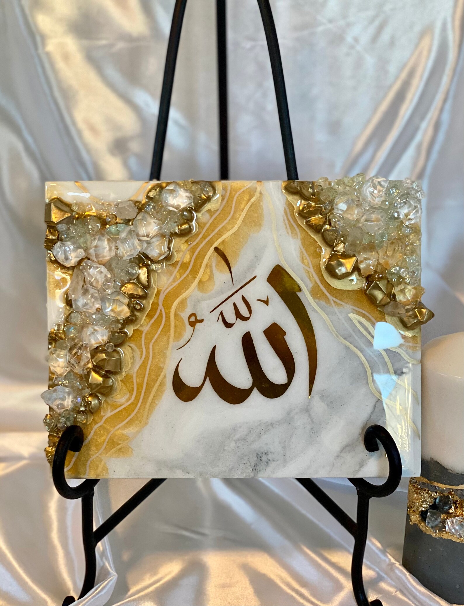 Gold Resin Arabic Art for Islamic Home Decor. Resin Allah Wall - Etsy
