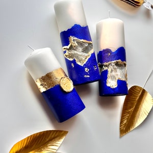 Royal Blue Candle is Geode Crystal Candle, Concrete Decorative Candle ...