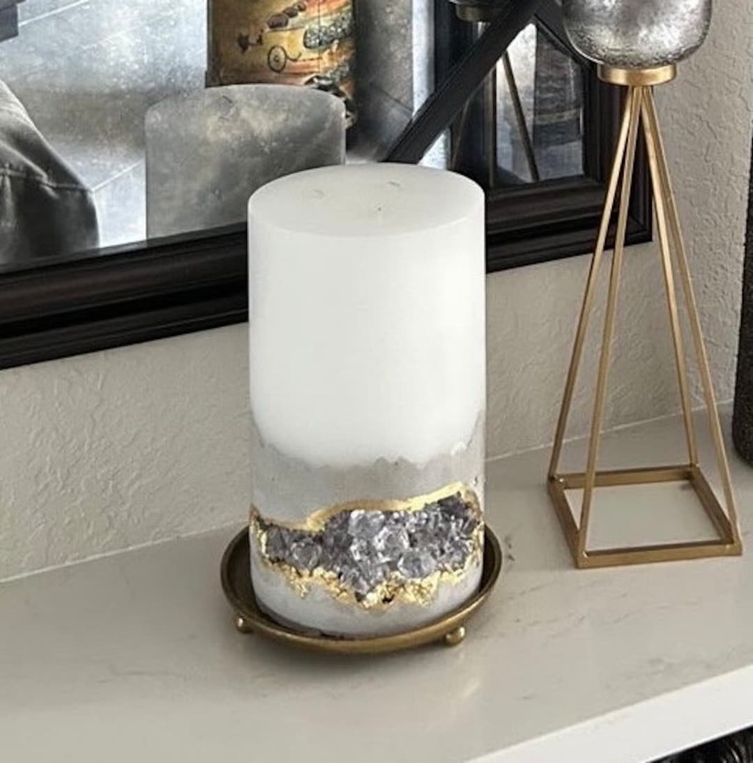 Extra Large Candle 3 Wick Candle. Giant Pillar Candle 10 Inch. Crystal ...
