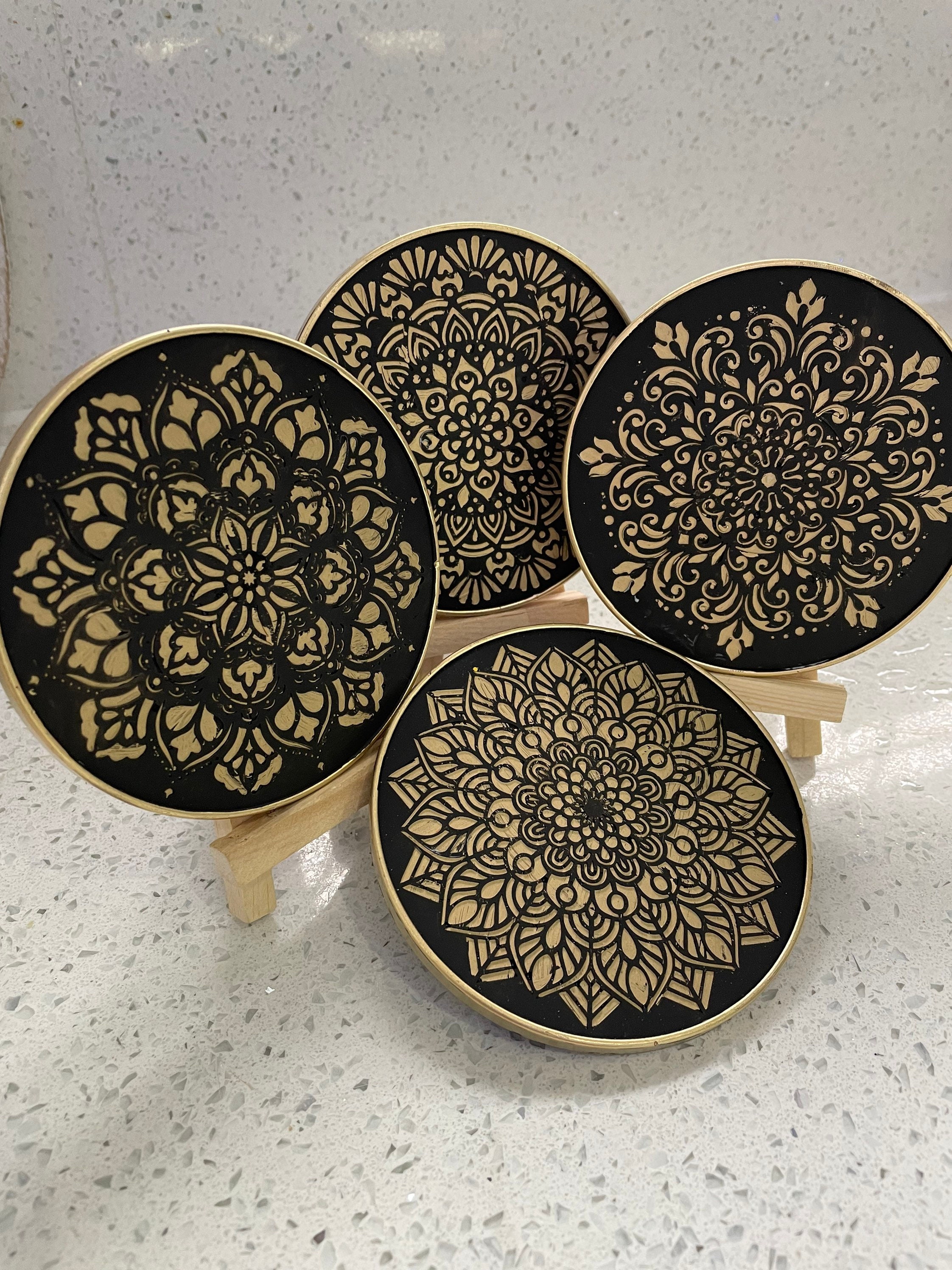 Mandala Coastershandmaderesinhomegiftsdrink - Etsy