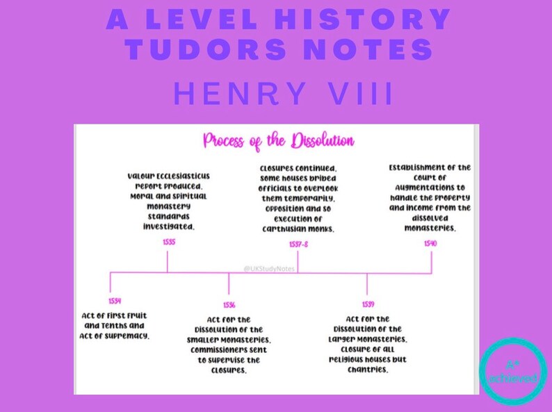 A Level History: Tudors Henry VIII Notes - Etsy
