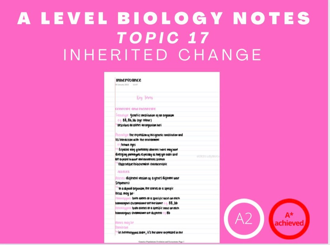 A Level Biology Notes: Inheritance - Etsy