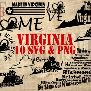 Virginia State SVG PNG Vector Digital Download Files Bundle Home Love ...