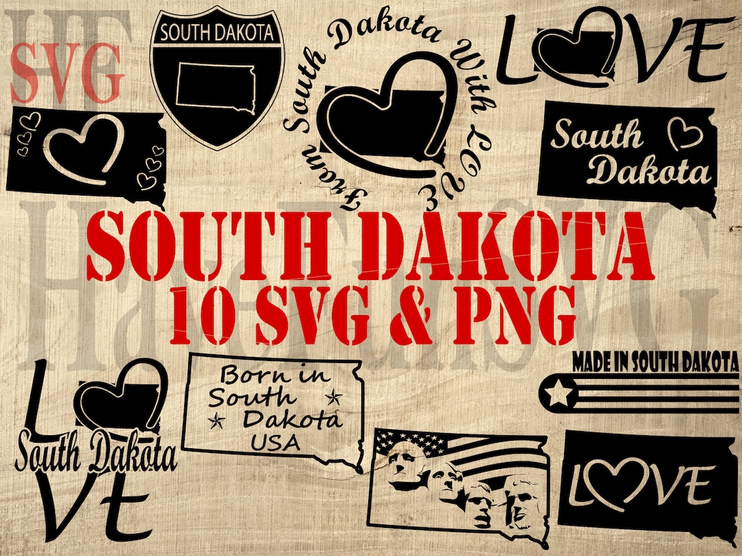 SVG PNG Files Bundle South Dakota State Digital Design Instant Download ...