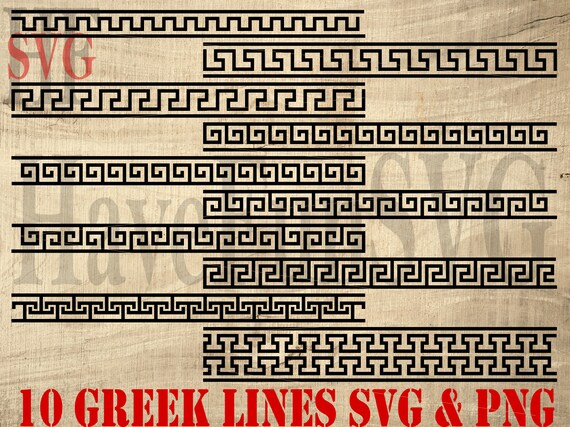 10 Greek Lines SVG PNG Files Bundle Digital Instant Download - Etsy