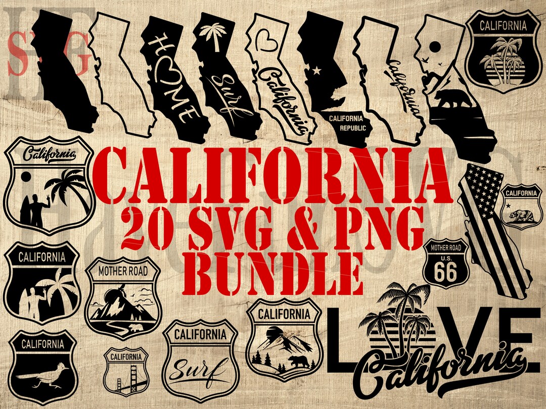 California State 20 Vector Shirt Designs Bundle: SVG PNG Files (digital ...