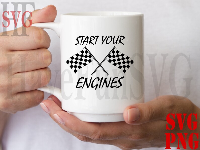 Start Your Engines Checkered Flag SVG PNG: Racing Vector Print (digital ...