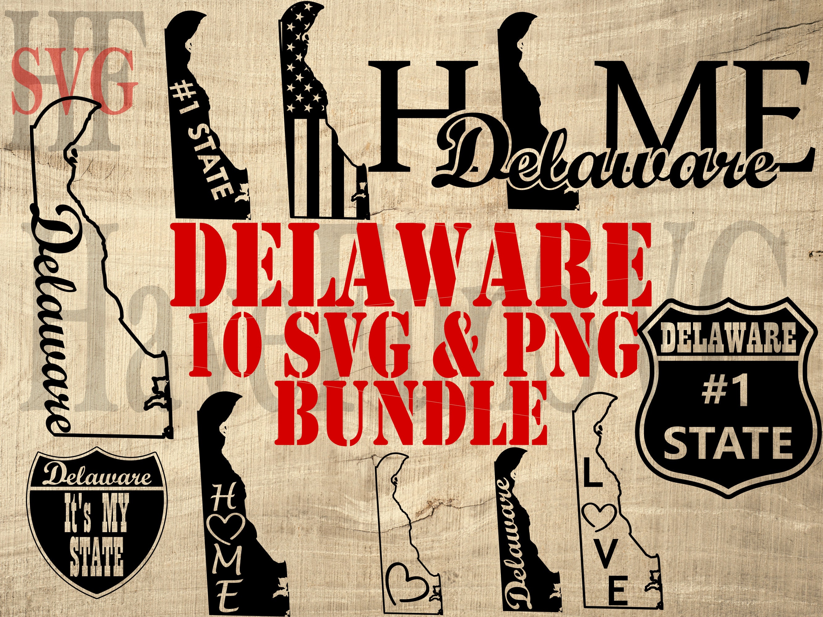 Delaware State 10 Svg Png Files Bundle Cut Cutting Machine Cricut Laser ...