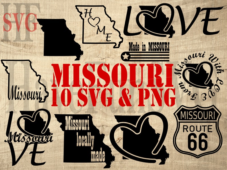 Missouri USA State 10 Digital Download Files Bundle SVG PNG Cut Cutting ...