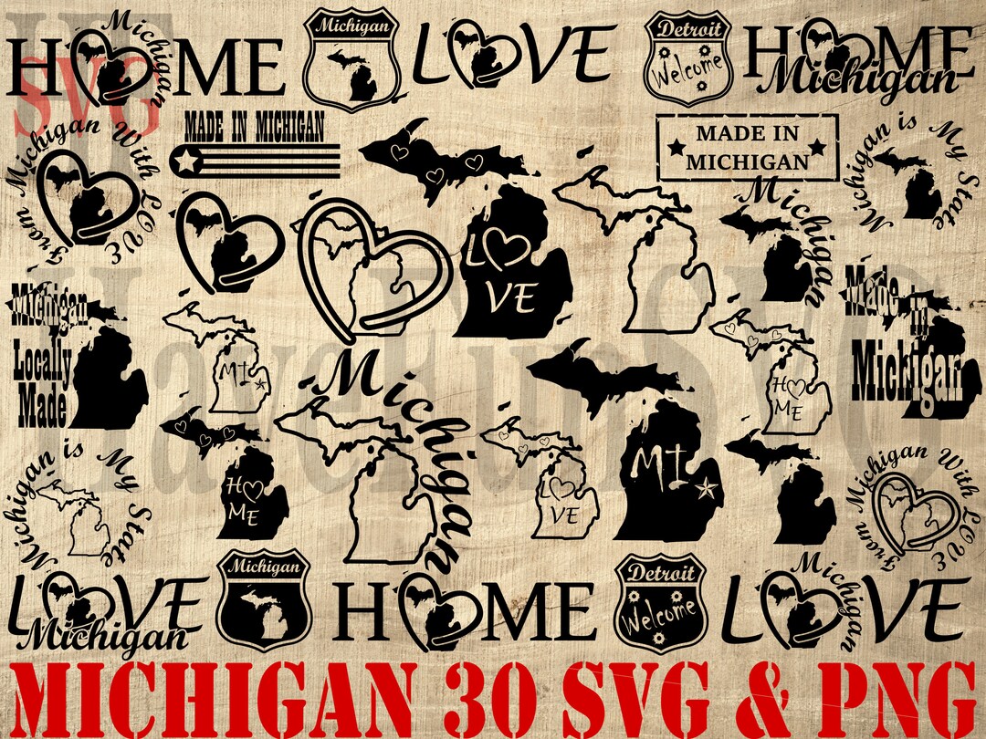 Michigan State SVG PNG Files Bundle: Clipart Shirt Designs (digital ...