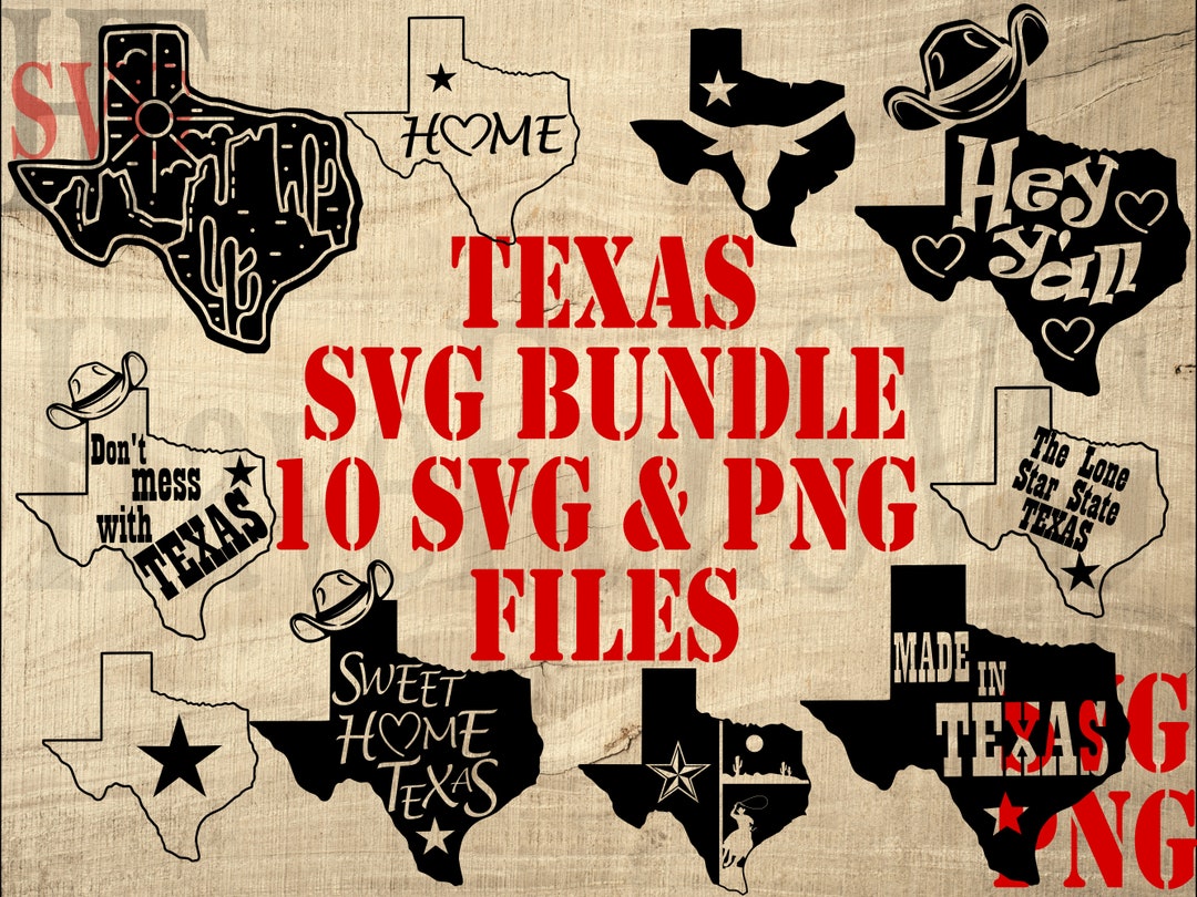 Texas State Digital Design SVG PNG Instant Download Files Bundle ...