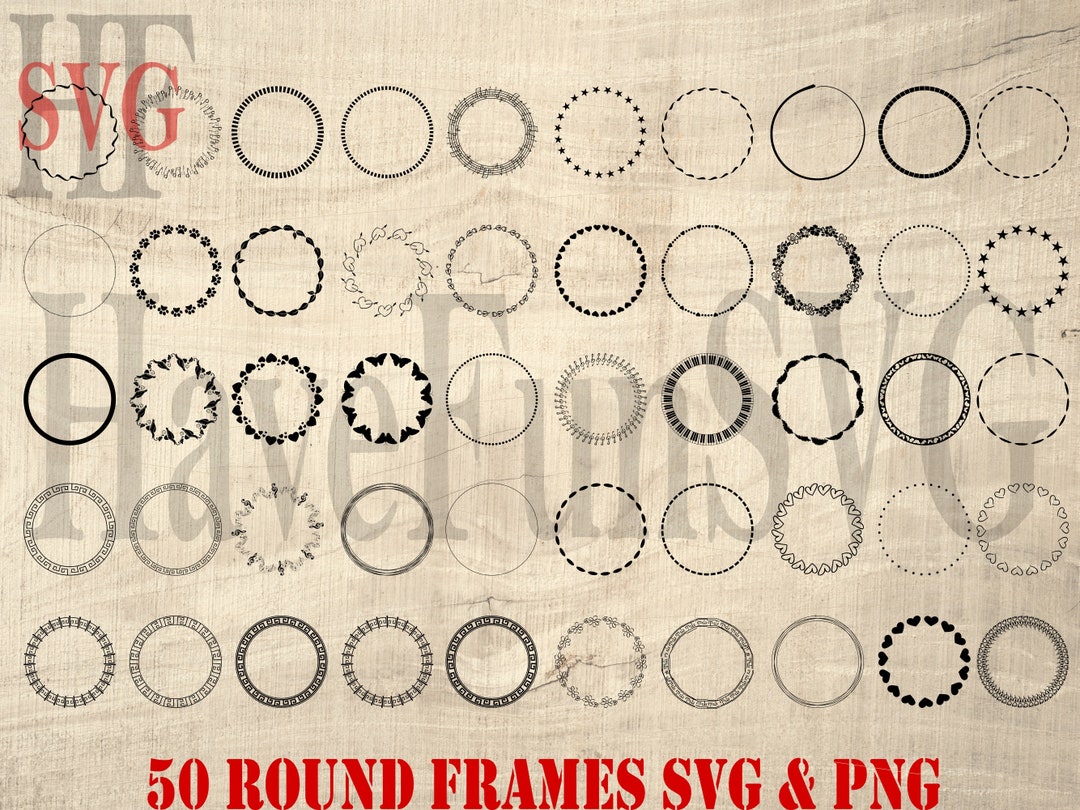 Circle Round Frames Frame SVG PNG Digital Instant Download Files Bundle ...