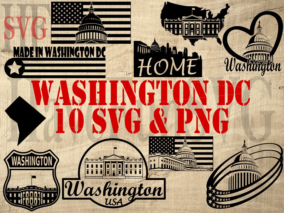 Washington DC City Digital Files Instant Download Bundle Vector SVG PNG ...