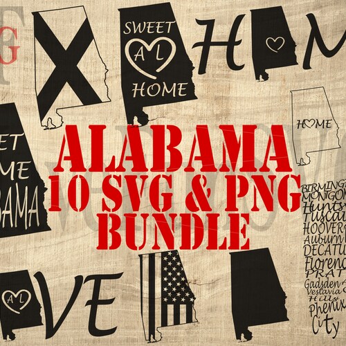 Alabama State SVG Bundle Alabama Outline SVG Cut Files - Etsy